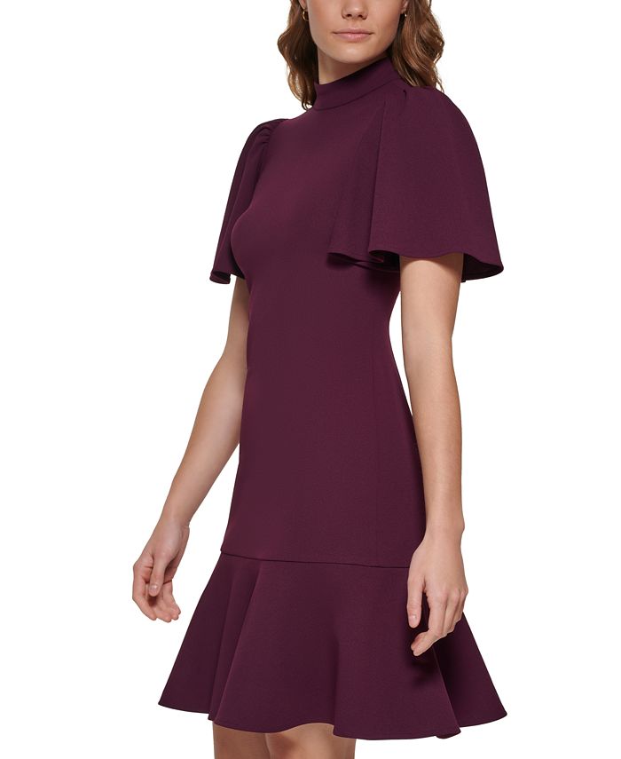 Calvin Klein Mock Neck Fit And Flare Dress Macys