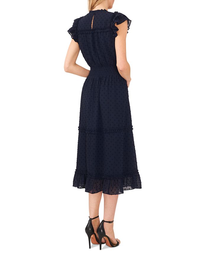 CeCe Women's Ruffled Flutter Sleeve Swiss Dot Midi Dress - Macy's