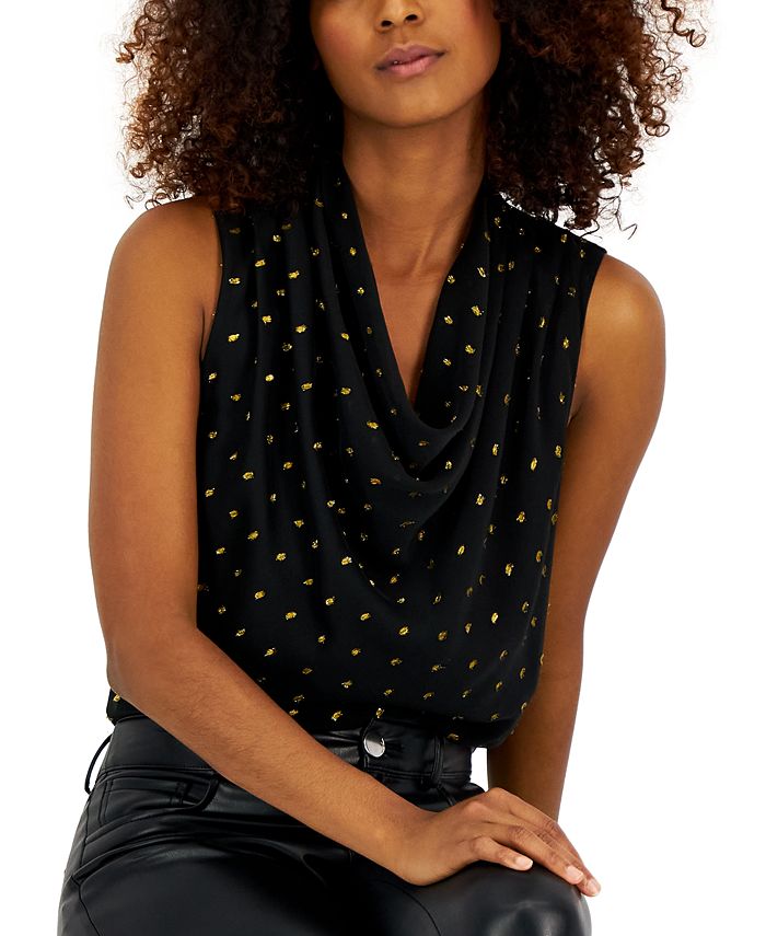 I.N.C. International Concepts Women's Metallic Dot Print Cowl-Neck ...