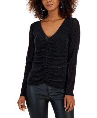INC International Concepts Women's Metallic Ruched-Front Top, Created ...
