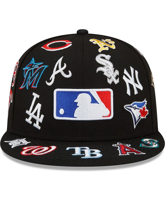 New Era Men's Black MLB Allover Team Logo 59FIFTY Fitted Hat - Macy's