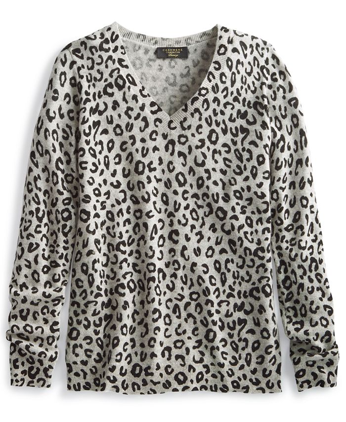 Charter Club Women's 100% Cashmere Cheetah Sweater, Created for Macy's ...