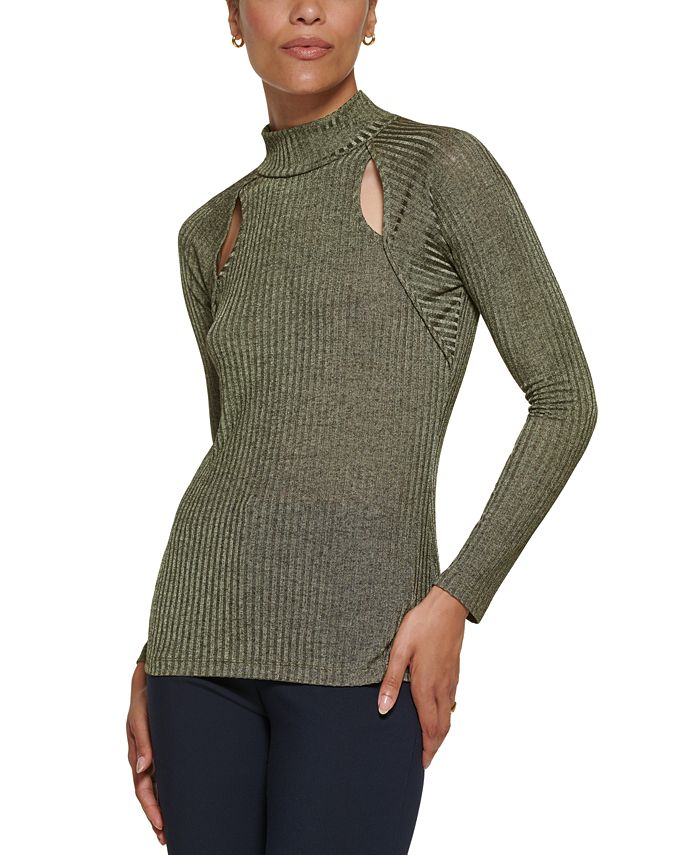 DKNY Petite Mock-Neck Knit Top - Macy's