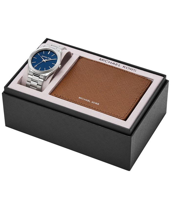Michael Kors Men's Slim Runway Three-Hand Silver-Tone Stainless Steel ...