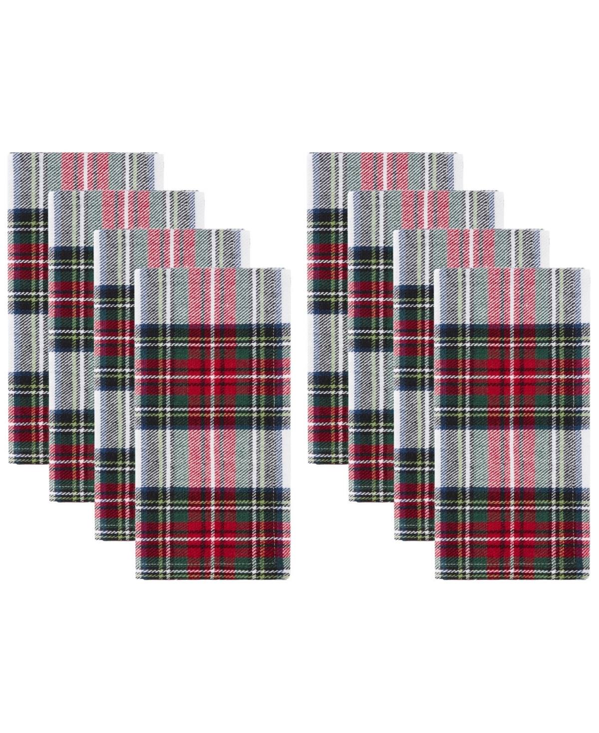 Elrene Christmas Classic Holiday Plaid 8 Piece Napkin Set  17 x 17 - Multi
