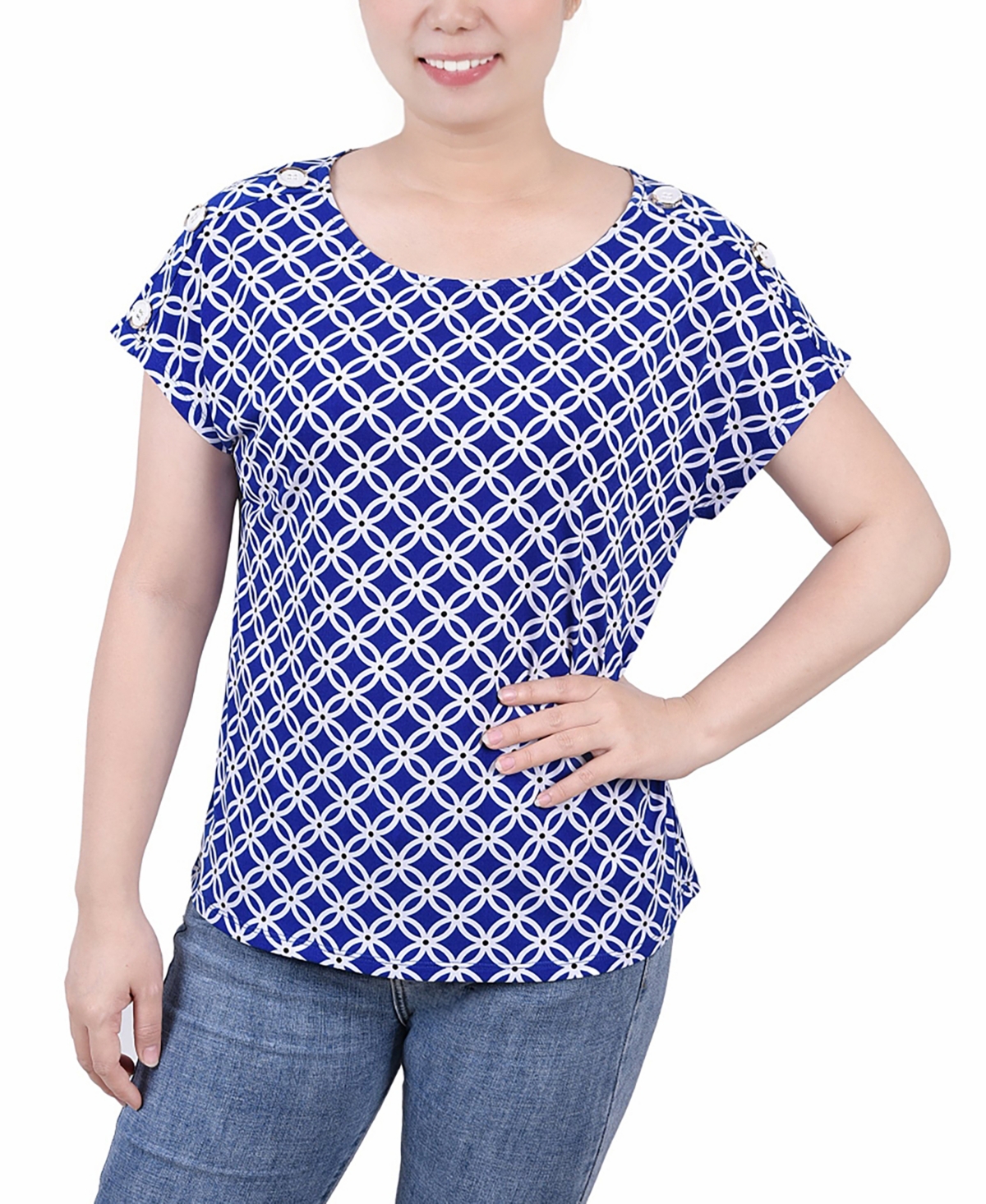 Click here for Petite Size Short Extended Sleeve Top - Royal Whit... prices