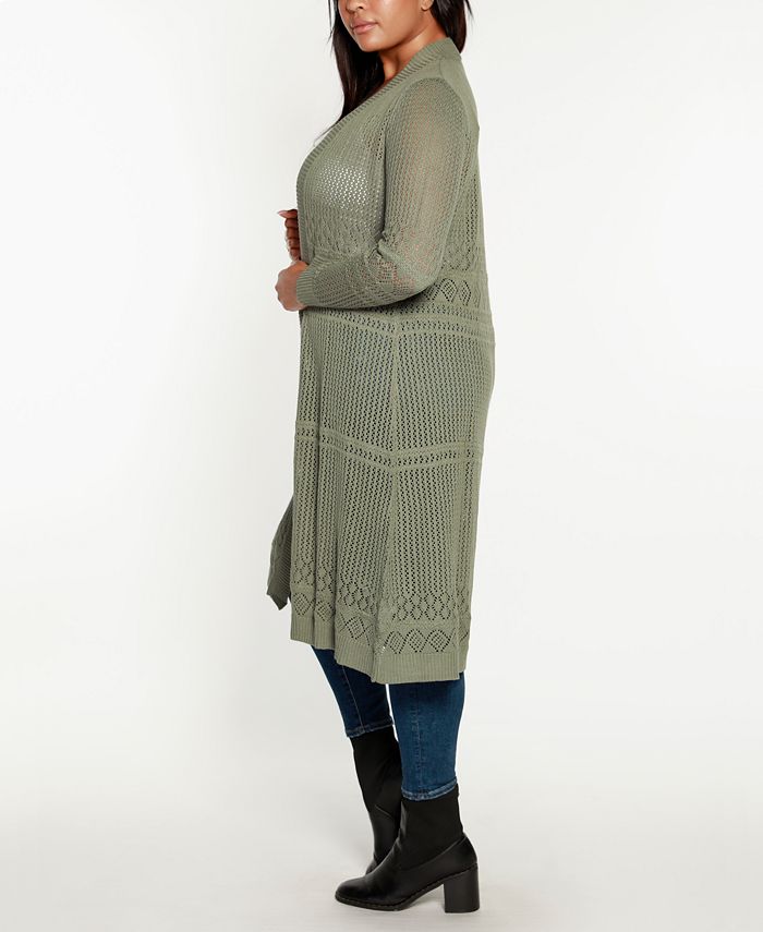 Belldini Plus Size Pointelle-Stitch Duster Cardigan - Macy's