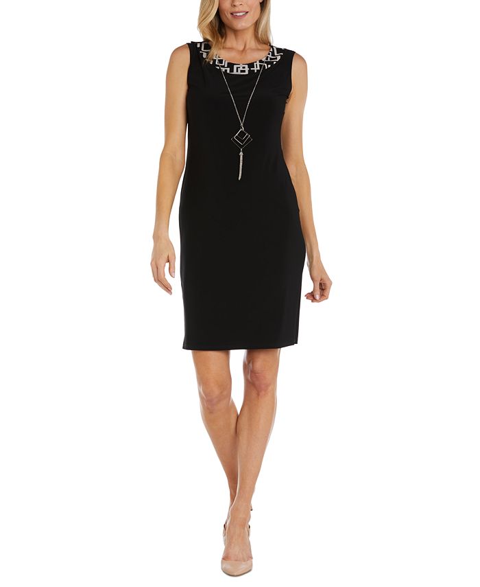 R & M Richards Women's Necklace Dress & Puff-Print Jacket - Macy's