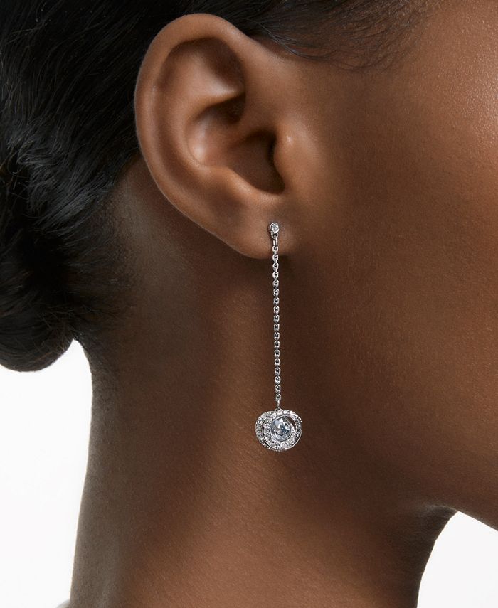 Swarovski Rhodium-Plated Crystal Spiral & Chain Linear Drop Earrings ...