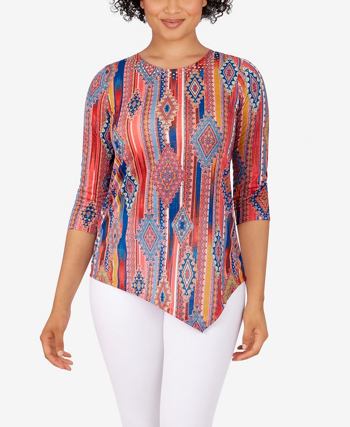 Ruby Rd. Petite Size A-symmetric Sublimation Top - Macy's