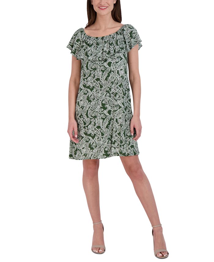 Sandra Darren Women's Printed Off-The-Shoulder Dress - Macy's