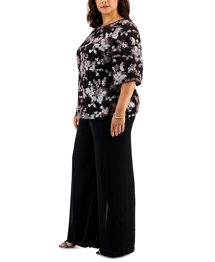 Alex Evenings Plus Size Floral-Sequined Top - Macy's