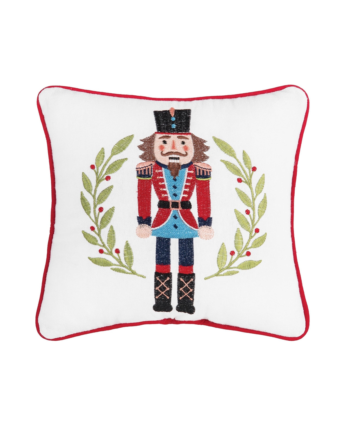 Click here for Nutcracker Wreath Embroidered Throw Pillow - White prices