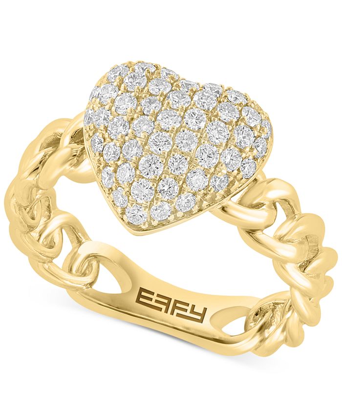 EFFY Collection EFFY® Diamond Heart Cluster Chain Link Ring (5/8 ct. t ...