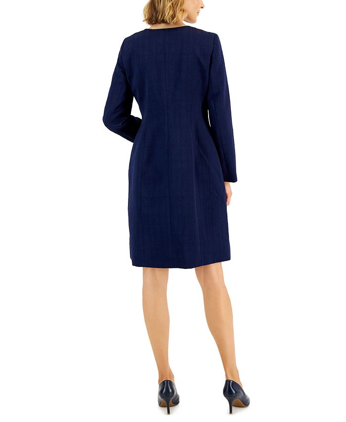 Le Suit Women's Jacquard Long Jacket & Sheath Dress, Regular and Petite ...