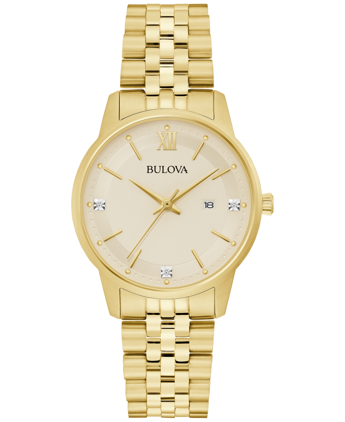 Click here for Bulova Womens Classic Diamond Accent Gold-Tone Sta... prices