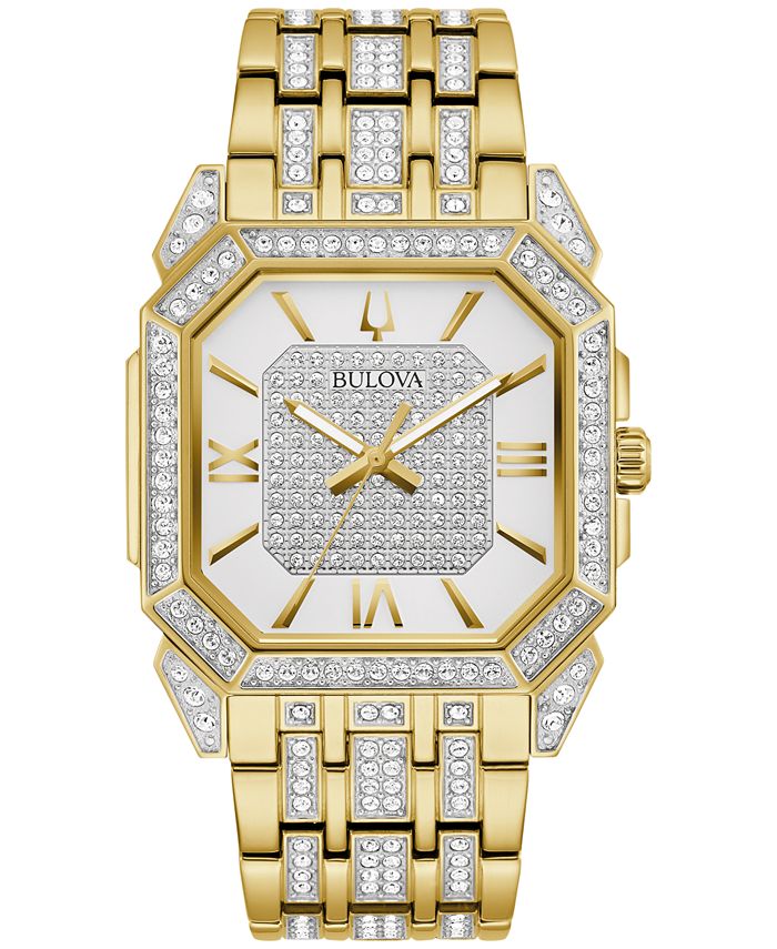 Bulova Men's Crystal Octava Gold-Tone Stainless Steel Bracelet Watch ...