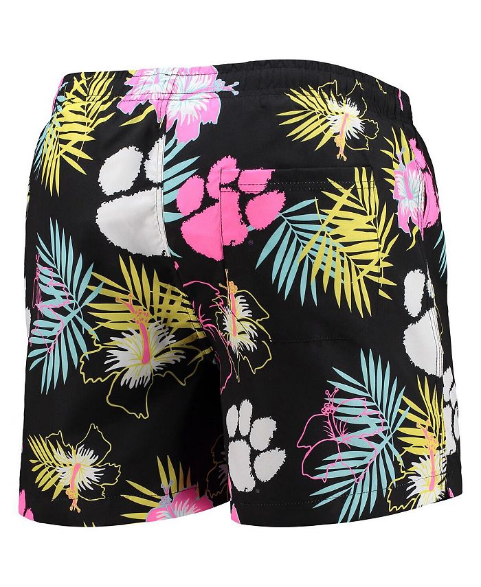 FOCO Men's Black Clemson Tigers Neon Floral Swim Trunks - Macy's