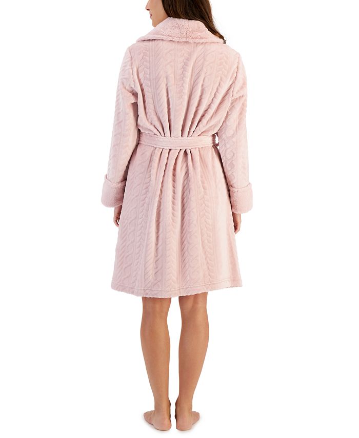 Charter Club Women's Short Plush Cable Wrap Robe, Created for Macy's ...