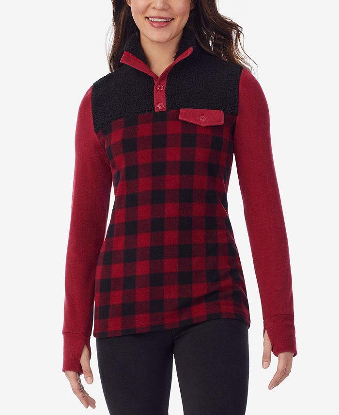 Cuddl Duds Fleecewear With Stretch Long Sleeve Mock Neck Henley With