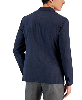 Bar III Men's Slim-Fit Navy Windowpane Knit Blazer, Created for Macy's ...
