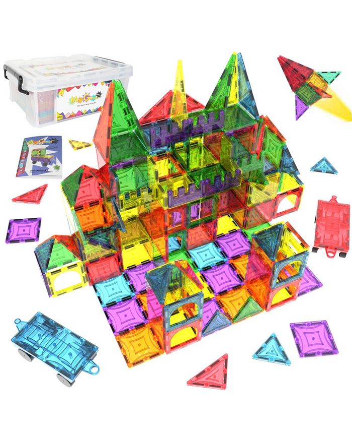 Mag-Genius 108 Piece Magnetic Building Blocks With Two Bonus Pieces ...