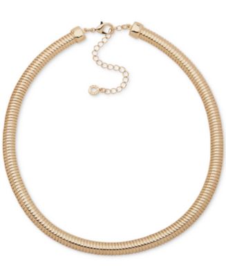 Anne Klein Gold-Tone Omega Chain Collar Necklace, 17" + 3" extender ...