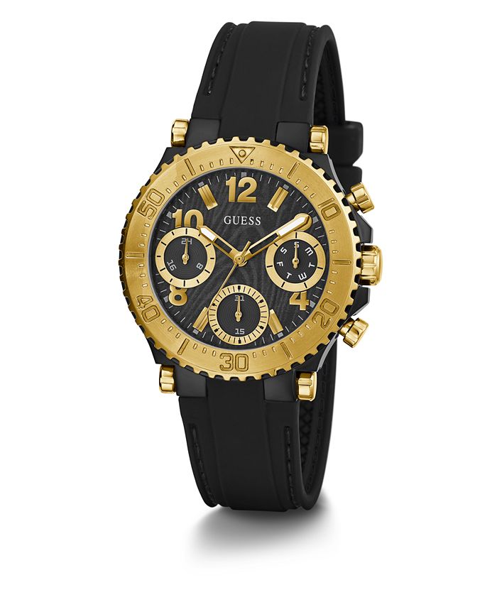 GUESS Women's Quartz Black Silicone Strap Multi-Function Watch 36mm ...