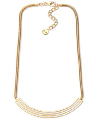Alfani Gold-Tone Curved Multi-Row Bar Snake Chain Statement Necklace ...
