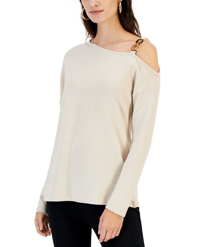 Willow Drive Women's Embellished Cold-Shoulder Sweater - Macy's