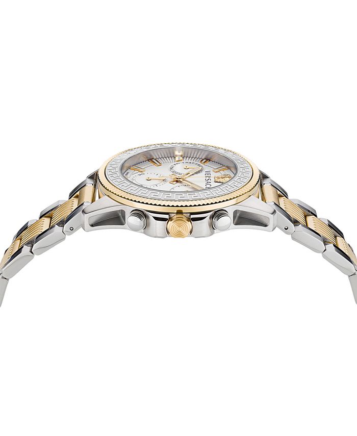Versace Men's Swiss Chronograph Greca Action Two Tone Stainless Steel ...