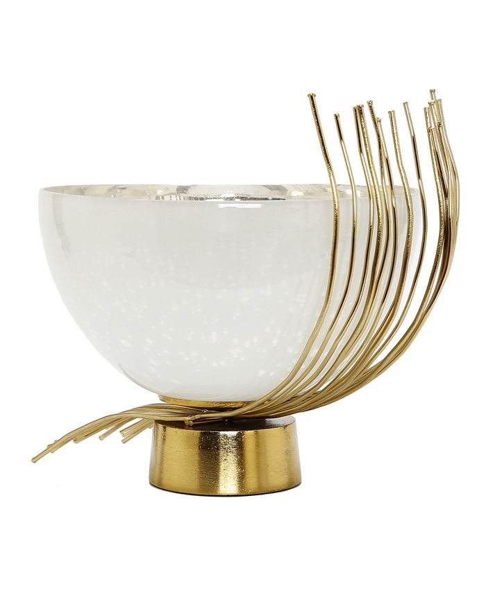 Classic Touch Opaque Glass Bowl Twig Base - Macy's