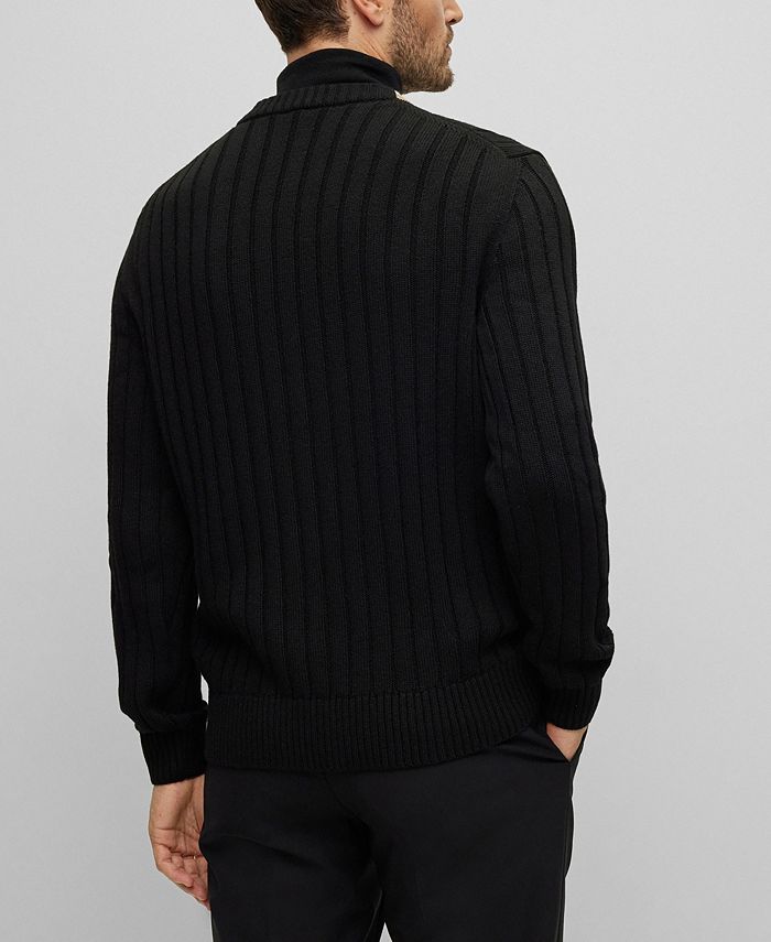 Hugo Boss Men's Relaxed-Fit Ribbed Cardigan - Macy's