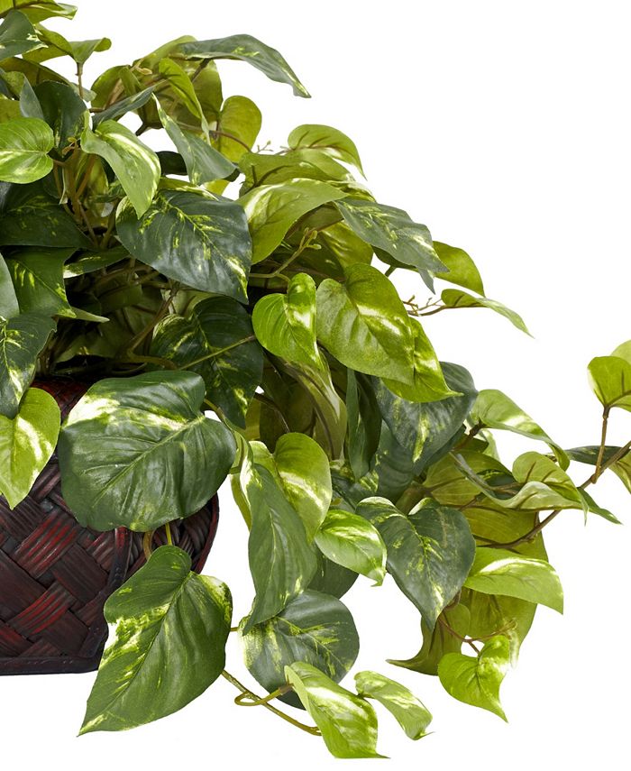 Nearly Natural Pothos Artificial Plant in Decorative Vase - Macy's