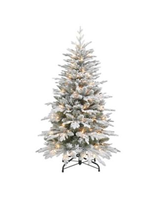 Puleo 4.5FT Pre-Lit Flocked Slim Northern Fir Tree - Macy's
