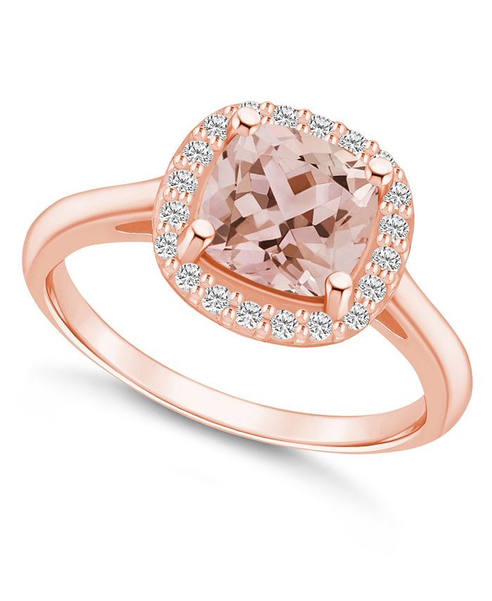 Macy's Morganite (2 ct. t.w.) and Diamond (1/4 ct. t.w.) Halo Ring in ...