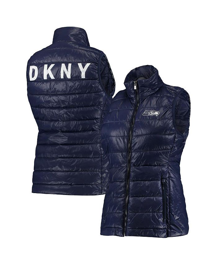 DKNY Women's College Navy Seattle Seahawks Harper Quilted Full-Zip Vest ...