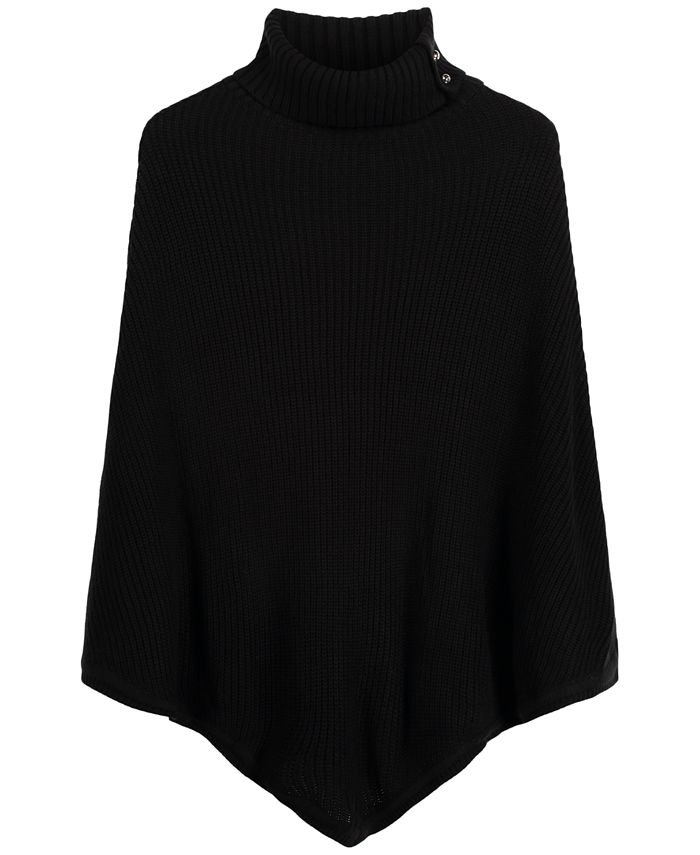Michael Kors Turtleneck Shaker Stitch Poncho Sweater - Macy's Michael Kors Turtleneck Shaker Stitch Poncho Sweater - Macy's