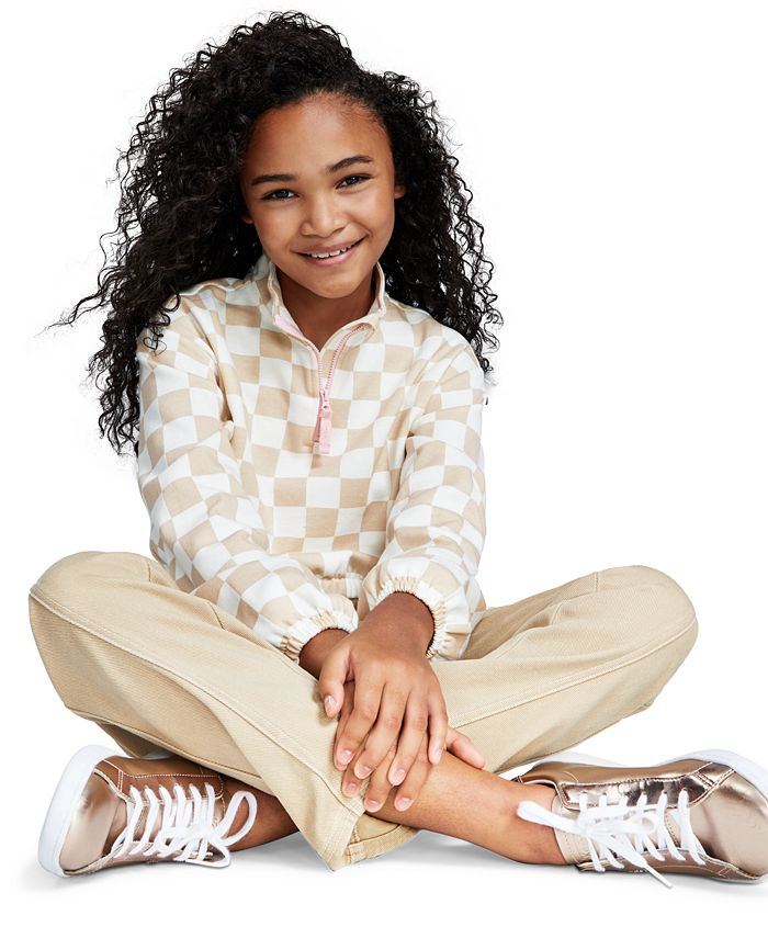 Epic Threads Big Girls Stella Checkered Quarter-Zip Sweater, Created ...