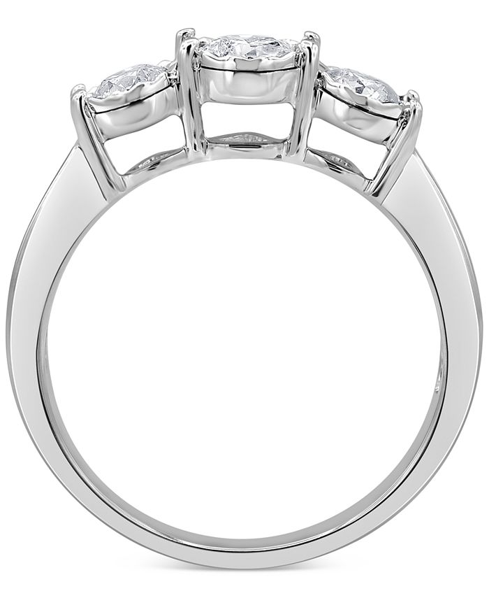 Macy's Diamond Three Stone Channel-Set Ring (1 ct. t.w.) in 10k White ...