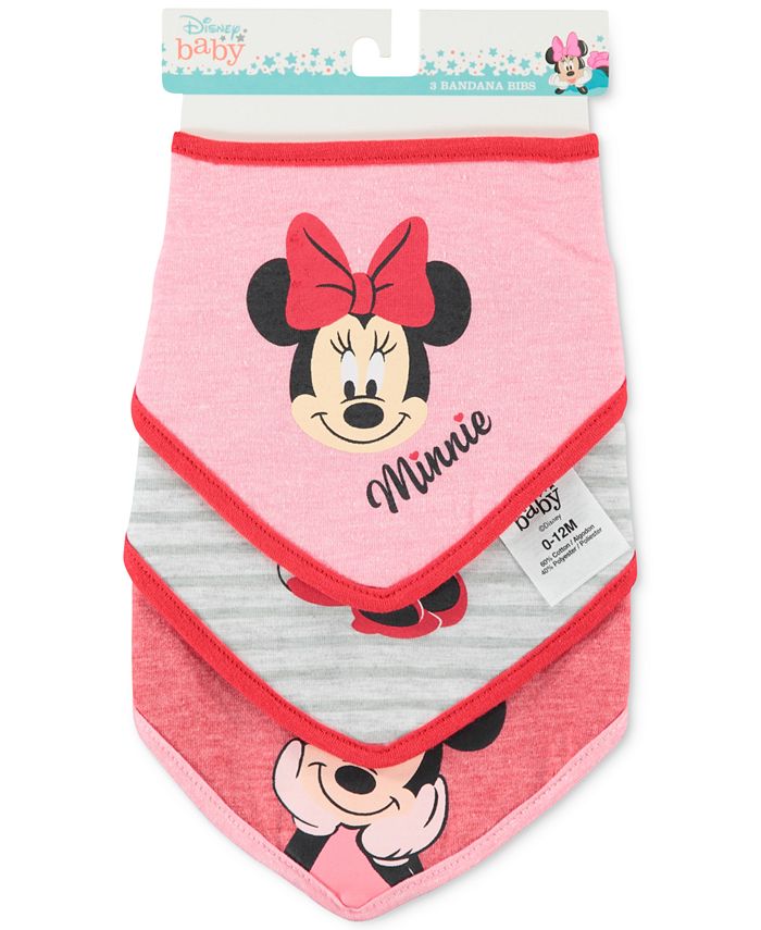 Happy Threads Baby Girls Minnie Mouse Bandana Bib, Pack of 3 - Macy's