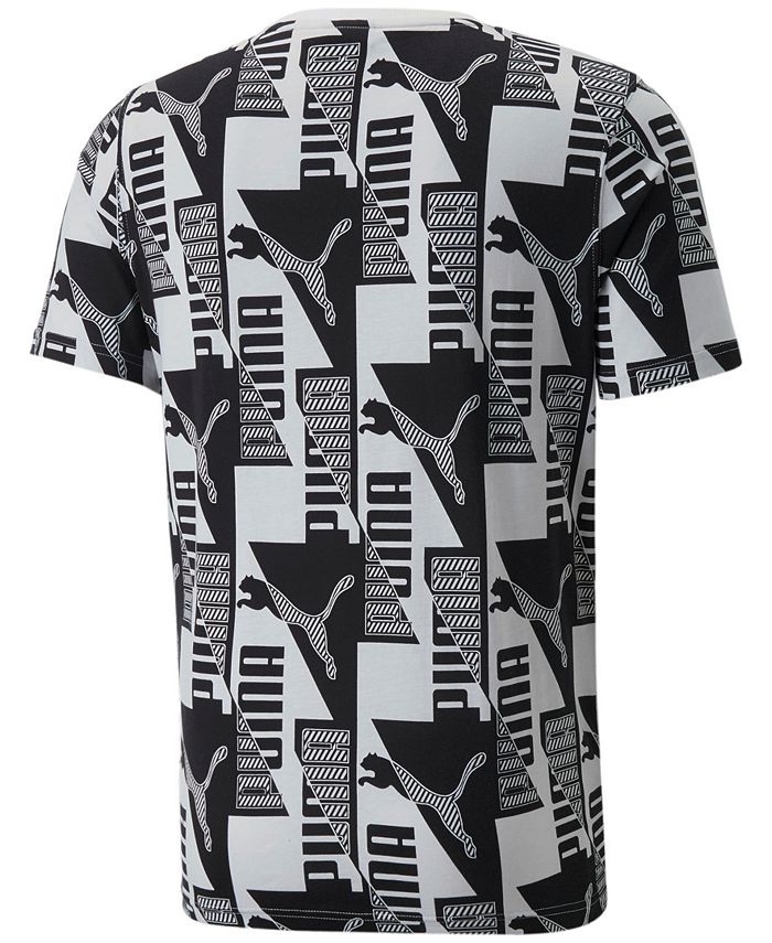 Puma Men's Power Crewneck Short-Sleeve T-Shirt in an Allover Logo Print - Macy's