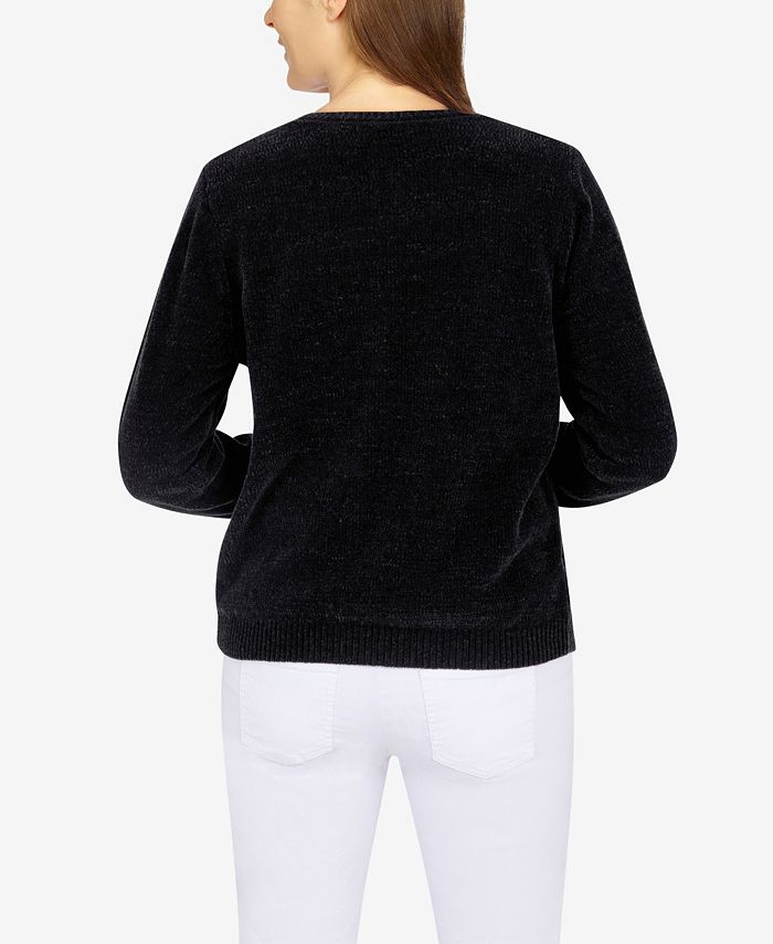 Alfred Dunner Petite Size Classics Chenille Cable Stitch Sweater ...