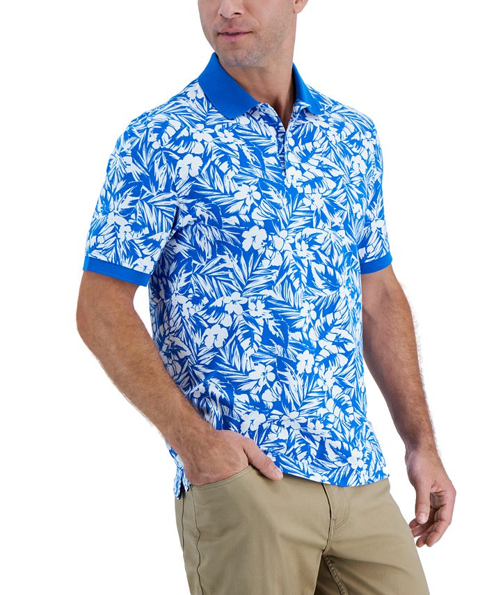 Club Room Men's Short-Sleeve Tropical Print Polo, Created for Macy's - Macy's