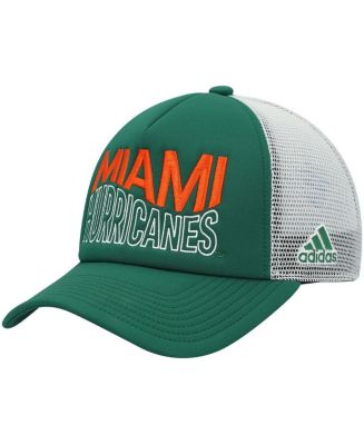 Men's adidas Green, White Miami Hurricanes Wave Foam Trucker Snapback ...