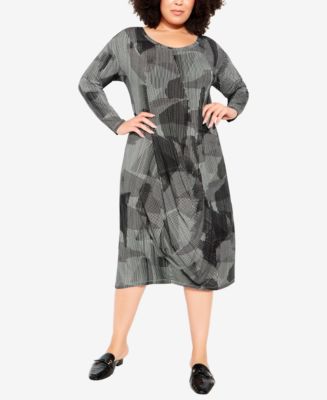 Avenue Plus Size Idol Tone Print Dress - Macy's