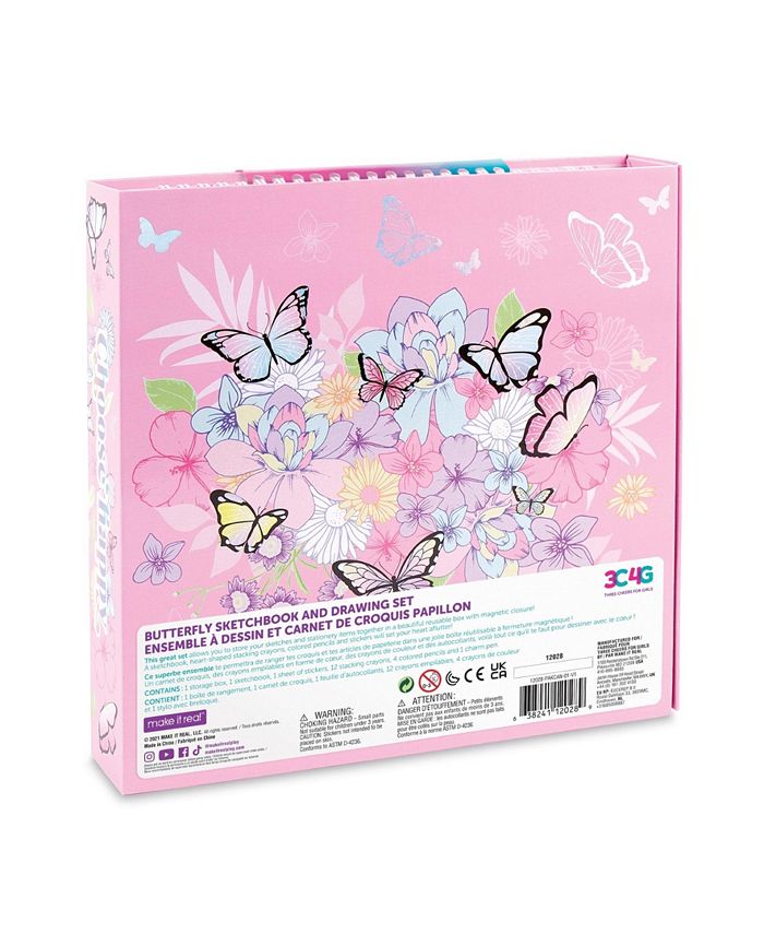 3C4G Butterfly Sketchbook and Drawing Set, 20 Piece - Macy's