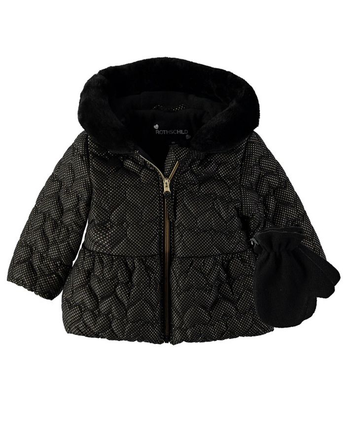 S Rothschild & CO Baby Girls Heart Quilt Hooded Peplum Jacket with ...