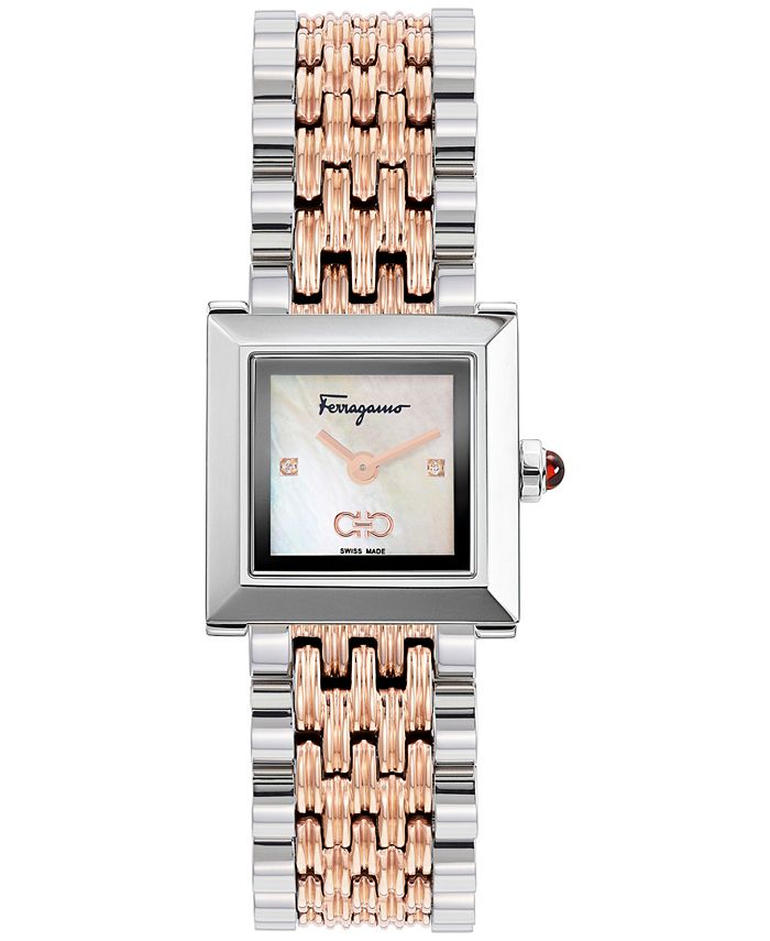 Ferragamo Salvatore Women's Swiss Square Two Tone Stainless Steel ...