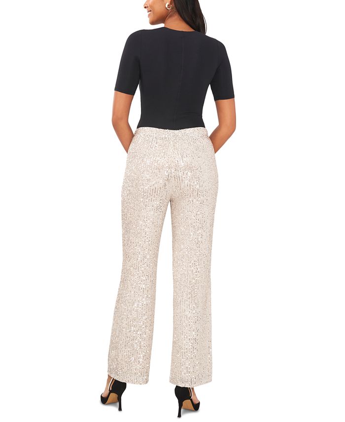 MSK Women's Sequined Pull-On High Rise Flat-Front Pants - Macy's